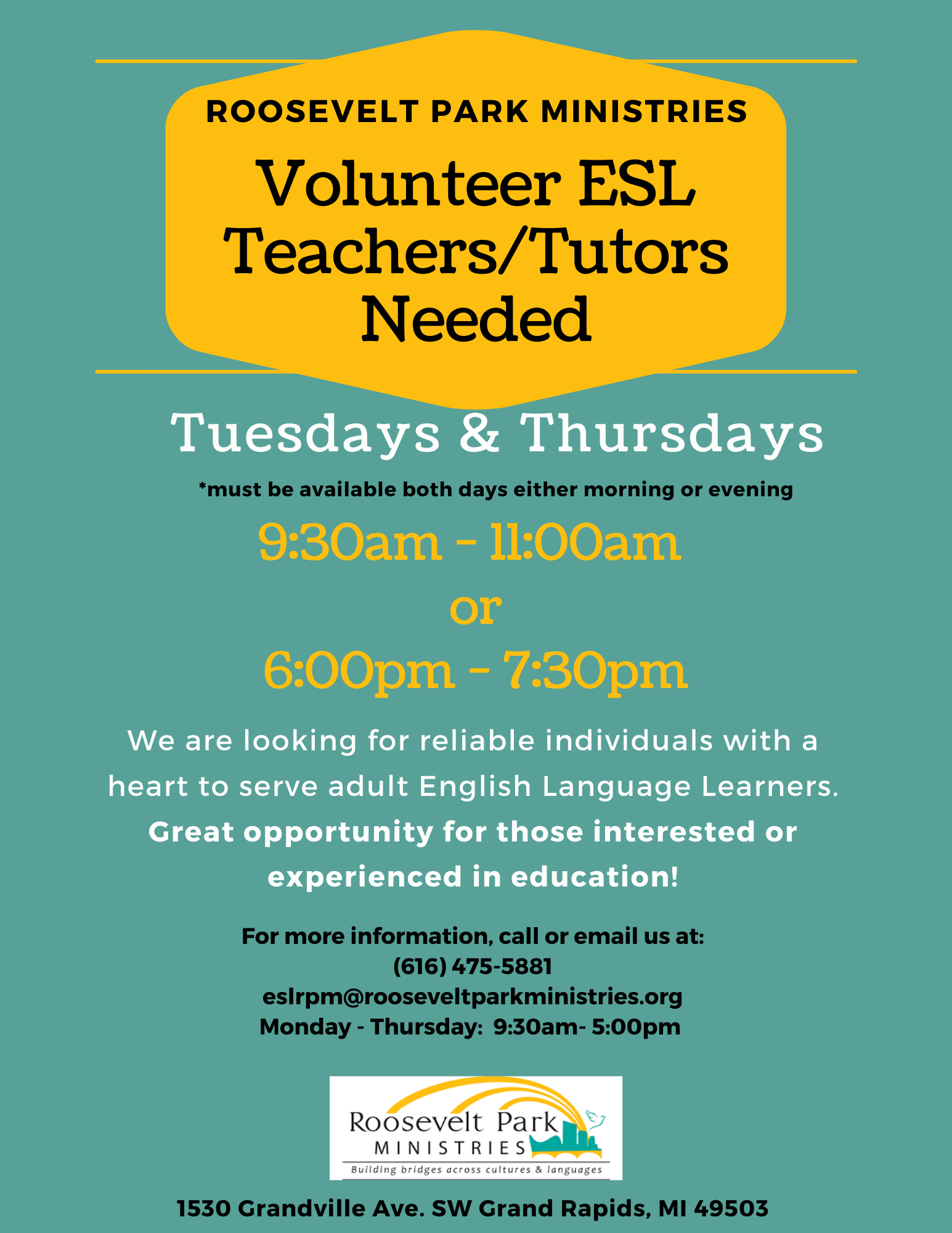 Volunteer - Roosevelt Park Ministries